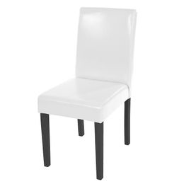 MCW Esszimmerstuhl Littau, Küchenstuhl Stuhl, Kunstleder ~ weiß, dunkle Beine
