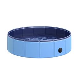 PawHut Hundebadewanne mit Wasserablassventil blau 80 x 20 cm (ØxH)