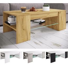 Vcm Holz Couchtisch mit ESG-Sicherheitsglas Sofatisch mit ausreichend Stauraum Ma&szlig;e ca. H. 35 x B. 100 x T. 50 cm Wohnzimmertisch - Tunas