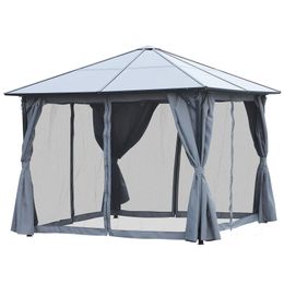 Outsunny Gartenpavillon mit Seitenteilen braun, dunkelgrau 300 x 300 x 265 cm (LxBxH)