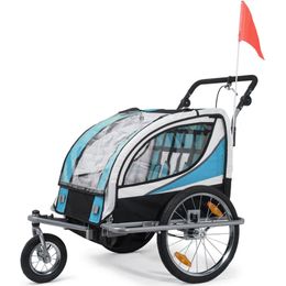SAMAX 360&deg; drehbarer Fahrradanh&auml;nger 2in1 Jogger - in Blau - Silver Frame