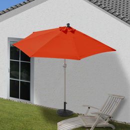 MCW Sonnenschirm halbrund Lorca, Halbschirm Balkonschirm, UV 50+ Polyester/Alu 3kg ~ 270cm terracotta mit St&auml;nder