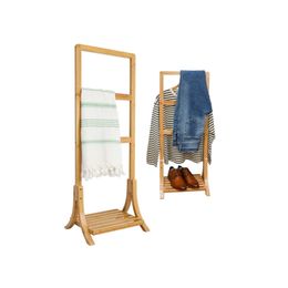 DuneDesign Nachhaltiger Bambus Handtuchständer 40x30x102 Kleiderständer Bad Handtuchhalter