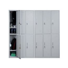MCW Schlie&szlig;fach Preston T829, Schlie&szlig;fachschrank Wertfachschrank Spind, Metall 12 F&auml;cher ~ grau