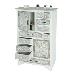 Apotheker Kommode MCW-J48, Schrank Schubladenkommode, Holz Schubladen, Shabby-Look Vintage 150x81x40cm, wei&szlig;-braun