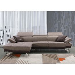 Sofa MCW-H92, Couch Ecksofa L-Form 3-Sitzer, Liegefläche 300cm ~ links, braun