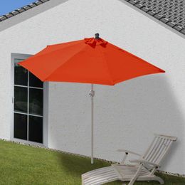 MCW Sonnenschirm halbrund Lorca, Halbschirm Balkonschirm, UV 50+ Polyester/Alu 3kg ~ 300cm terracotta ohne Ständer