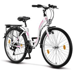 Licorne Bike Stella Premium City Bike 20,24,26 und 28 Zoll Fahrrad f&uuml;r M&auml;dchen Herren und Damen 21 Gang (6 Gang bei 20 Zoll) Holland Citybike Farbe:Weiss;Zoll:26