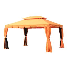 Outsunny Gartenpavillon mit Doppeldach schwarz, orange 390 x 290 x 280 cm (LxBxH)