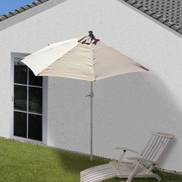 MCW Sonnenschirm halbrund Lorca, Halbschirm Balkonschirm, UV 50+ Polyester/Alu 3kg ~ 300cm creme ohne St&auml;nder