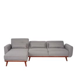Sofa MCW-J20, Couch Ecksofa, L-Form 3-Sitzer Liegefl&auml;che Schlaffunktion Stoff/Textil 280cm ~ grau