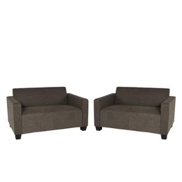 MCW Sofa-Garnitur Couch-Garnitur 2x 2er Sofa Moncalieri Stoff/Textil ~ braun