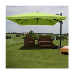 Gastronomie-Ampelschirm MCW-A96, Sonnenschirm, 3x3m (&Oslash;4,24m) Polyester/Alu 23kg ~ Flap, gr&uuml;n mit St&auml;nder, drehbar