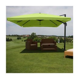 Gastronomie-Ampelschirm MCW-A96, Sonnenschirm, 3x3m (&Oslash;4,24m) Polyester/Alu 23kg ~ Flap, gr&uuml;n ohne St&auml;nder