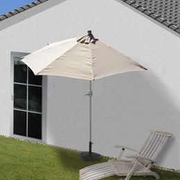 MCW Sonnenschirm halbrund Lorca, Halbschirm Balkonschirm, UV 50+ Polyester/Alu 3kg ~ 300cm creme mit St&auml;nder