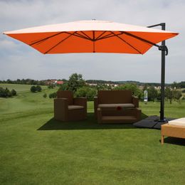 Gastronomie-Ampelschirm MCW-A96, Sonnenschirm, 3x4m (Ø5m) Polyester/Alu 26kg ~ terracotta mit Ständer, drehbar