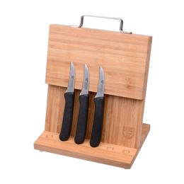 GRÄWE GRÄWE Magnet-Messerhalter Bambus klein mit Küchenmessern