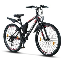 Licorne Bike Guide Premium Mountainbike in 20, 24 und 26 Zoll - Fahrrad f&uuml;r M&auml;dchen, Jungen, Herren und Damen - Shimano 21 Gang-Schaltung, Kinderfahrrad, Kinder Farbe:Schwarz/Rot/Grau;Zoll:26