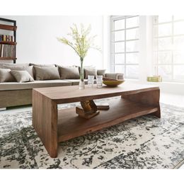 DeLife Wohnzimmertisch Live-Edge Akazie Braun 130x60 cm Baumkante Baumtisch