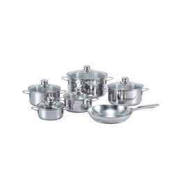 SSW BERLIN SSW Peperoni Kochtopf-Set Edelstahl Seidenmatt Glasdeckel Thermo-Sandwichboden 11-teilig