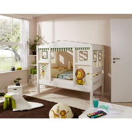 Ticaa Hausbett Mini mit Bettkasten "Safari" Kiefer Weiß