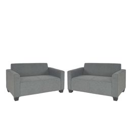MCW Sofa-Garnitur Couch-Garnitur 2x 2er Sofa Moncalieri Stoff/Textil ~ grau