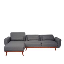 Sofa MCW-J20, Couch Ecksofa, L-Form 3-Sitzer Liegefl&auml;che Schlaffunktion Stoff/Textil 280cm ~ anthrazit-grau