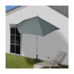 MCW Sonnenschirm halbrund Lorca, Halbschirm Balkonschirm, UV 50+ Polyester/Alu 3kg ~ 300cm anthrazit mit St&auml;nder