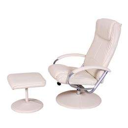 MCW Relaxsessel Siena mit Hocker ~ creme-weiß