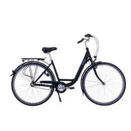 Hawk City Wave Premium Black Damen 28" Fahrrad mit 3-Gang Shimano Nabenschaltung, Beleuchtung & Ergogriffen