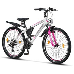 Licorne Bike Guide Premium Mountainbike in 20, 24 und 26 Zoll - Fahrrad f&uuml;r M&auml;dchen, Jungen, Herren und Damen - Shimano 21 Gang-Schaltung, Kinderfahrrad, Kinder Farbe:Wei&szlig;/Rosa;Zoll:26