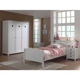 Vipack Set Amori bestehend aus: Einzelbett, Nachtkonsole und Kleiderschrank 3-trg.