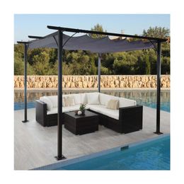 Pergola MCW-C42, Garten Pavillon, stabiles 6cm-Gestell + Schiebedach ~ 3,5x3,5m grau