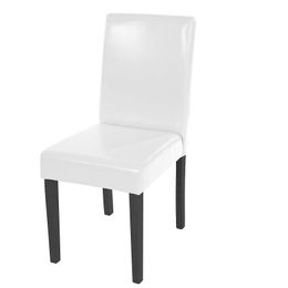 MCW Esszimmerstuhl Littau, Küchenstuhl Stuhl, Leder ~ weiß, dunkle Beine