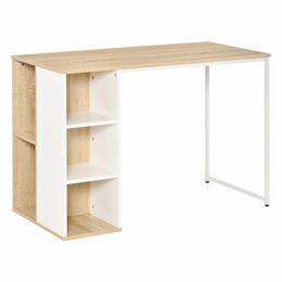 HOMCOM Schreibtisch Tisch mit Bücherregal eiche, weiß 115 x 55 x 75 cm (BxTxH)