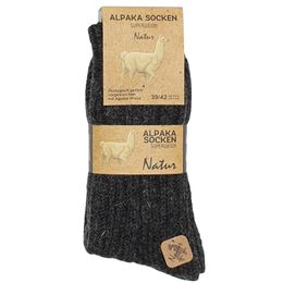 Cotton Prime® 4 Paar Woll-Stricksocken mit ALPAKA Unisex Alpakasocken