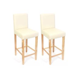 MCW 2er-Set Barhocker Cesena Kunstleder ~ creme, helle F&uuml;&szlig;e