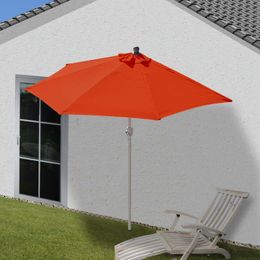 MCW Sonnenschirm halbrund Lorca, Halbschirm Balkonschirm, UV 50+ Polyester/Alu 3kg ~ 270cm terracotta ohne St&auml;nder