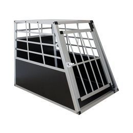 Juskys Alu Hundetransportbox L - 91&times;71&times;66 cm verschlie&szlig;bar & pflegeleicht - Hundebox f&uuml;r Hunde