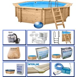 Interline Holzpool "Java" &oslash; 5,30 m/ 1,36m POOLROBOTER SUPER SET