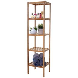 Badregal MCW-B18, Badezimmer Badschrank Standregal, Bambus ~ 140x34x33cm