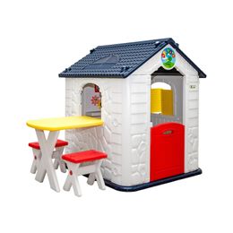 LittleTom Kinder Spielhaus ab 1 - Garten Kinderhaus mit Tisch - Kinderspielhaus Kunststoff