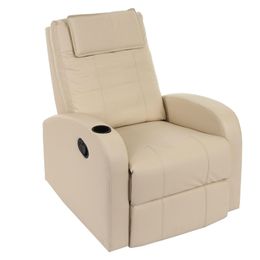 MCW Fernsehsessel Br&uuml;ssel, TV Sessel Relaxsessel Liegesessel, Kunstleder ~ creme
