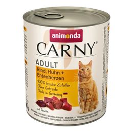 animonda Cat Dose Carny Adult Rind, Huhn + Entenherzen 6 x 800g