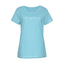 Vivance Schlafshirt Damen Gr&ouml;&szlig;e S hellblau / wei&szlig;