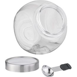 APS Vorratsglas, Edelstahl, Glas, (1-tlg), mit Löffel mit magnetischem Silikongriff, 3 Liter, weiß