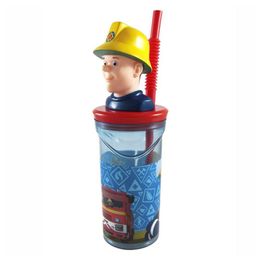 Feuerwehrmann Sam Kindergeschirr-Set Maxi Trink-Becher Feuerwehrmann Sam 3D-Figur & Strohhalm 300 ml