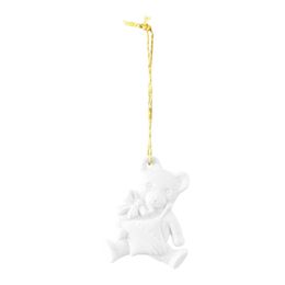 Porzellanmanufaktur Unterweissbach Christbaumschmuck Weihnachtsanhänger Teddybär & Spielzeug 10306/6 weiß