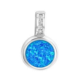 Firetti Kettenanhänger Schmuck Geschenk Silber 925 Halsschmuck Anhänger für Halskette, mit synth. Opal und Zirkonia (synth), blau|silberfarben