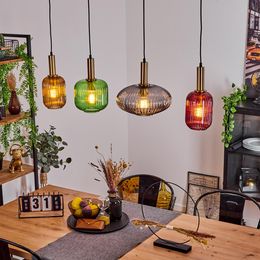 hofstein Goldenville Pendelleuchte Messing, Schwarz, 4-flammig